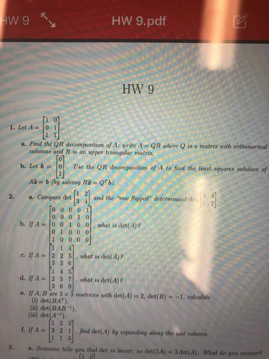 Solved Find The Qr Decomposition Of A Write A Qr Where Q Is