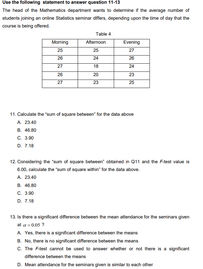 Solved Use the following statement to answer question 11-13 | Chegg.com