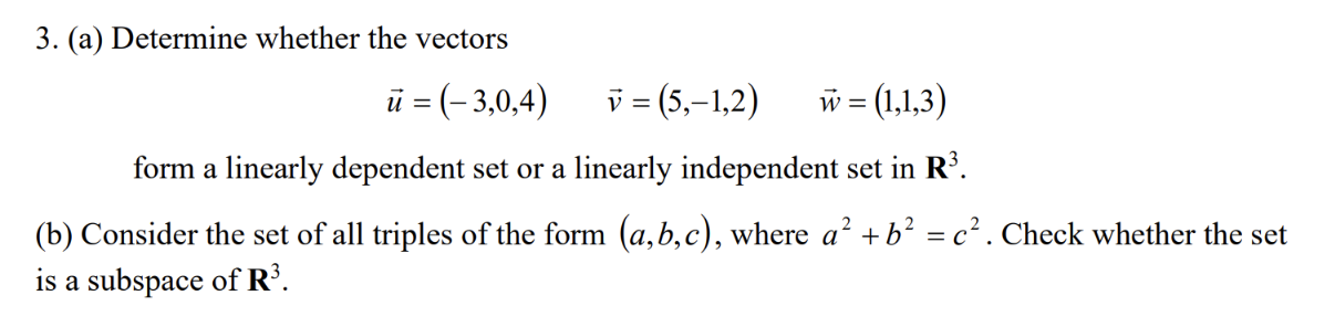 Solved 3. (a) Determine whether the vectors | Chegg.com