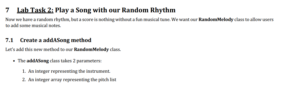 Solved 7 ﻿Lab Task 2: Play a Song with our Random RhythmNow | Chegg.com