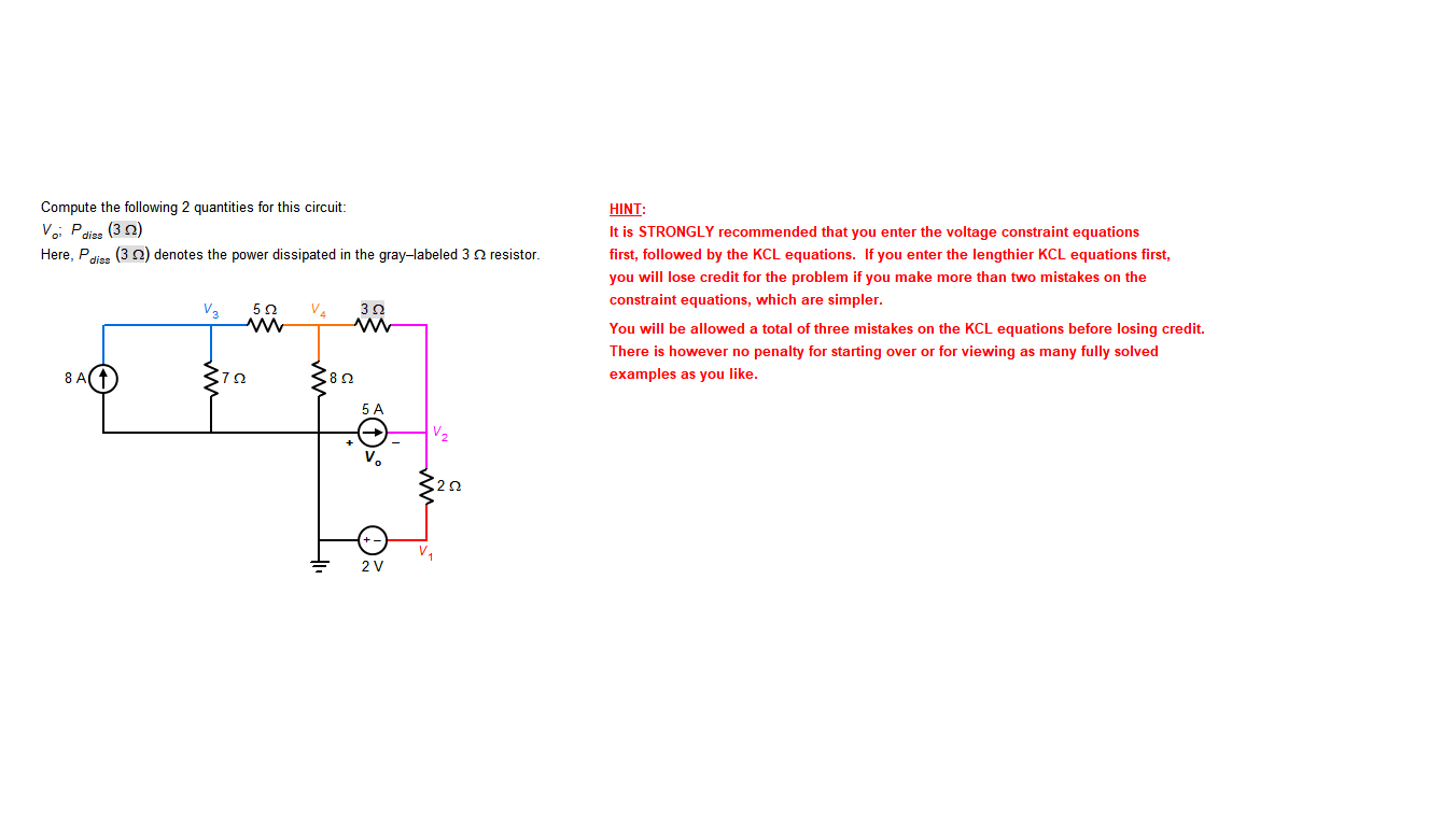 Solved Compute the following 2 quantities for this circuit: | Chegg.com