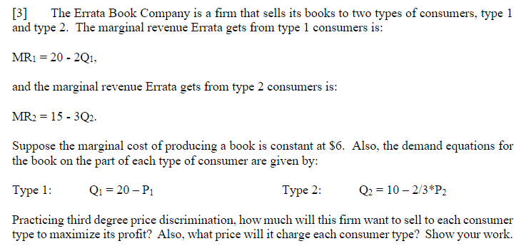 Solved [3] ﻿The Errata Book Company is a firm that sells its | Chegg.com