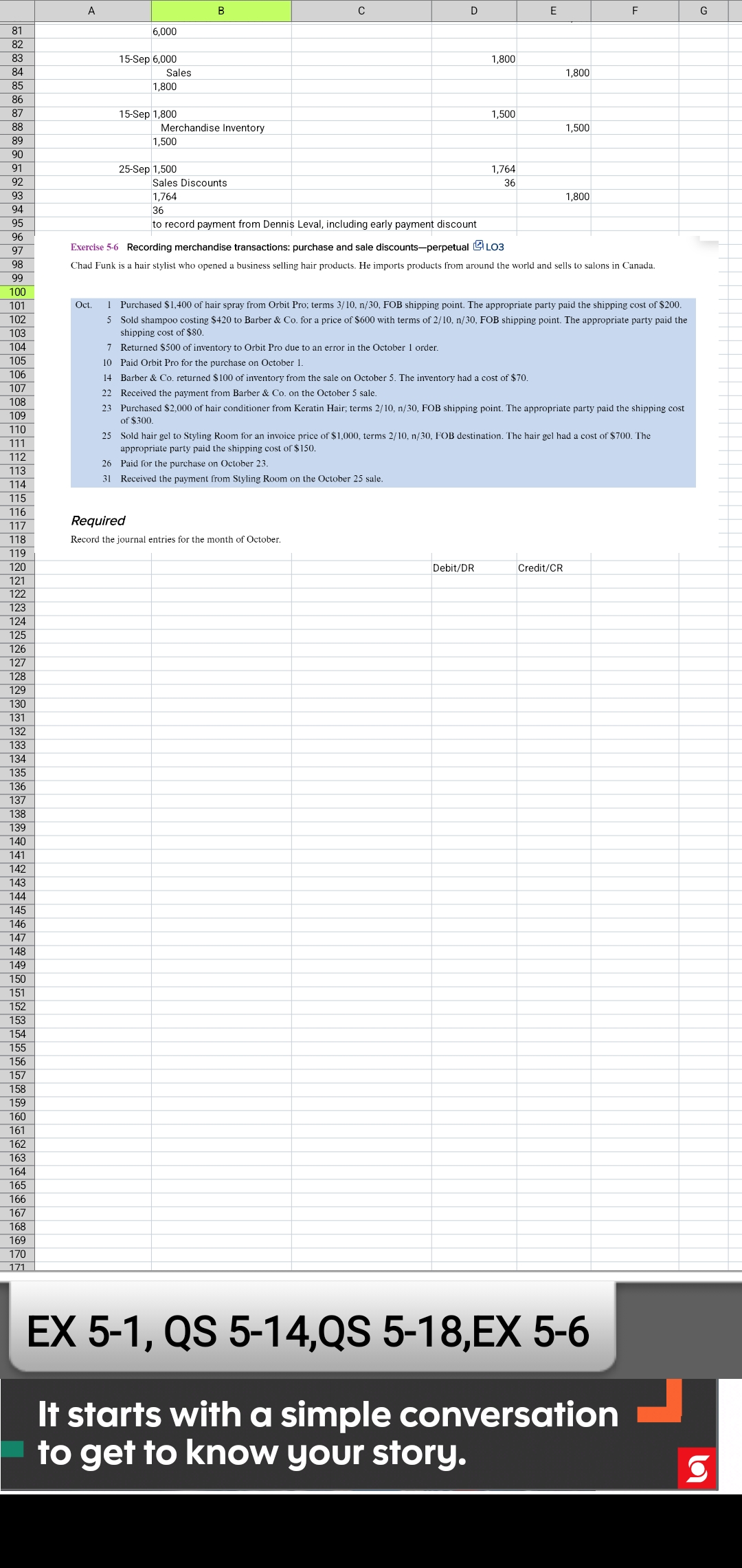 Solved Exercise 5-6 Recording merchandise transactions: | Chegg.com