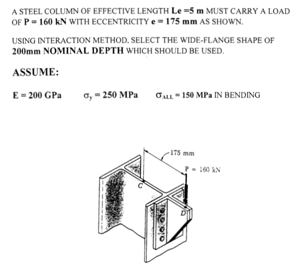 A STEEL COLUMN OF EFFECTIVE LENGTH Le -5 m MUST CARRY | Chegg.com