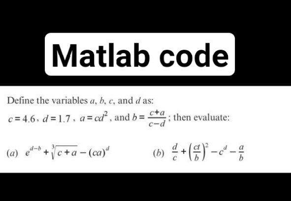 Matlab code Define the variables a, b, c, and d as: c | Chegg.com