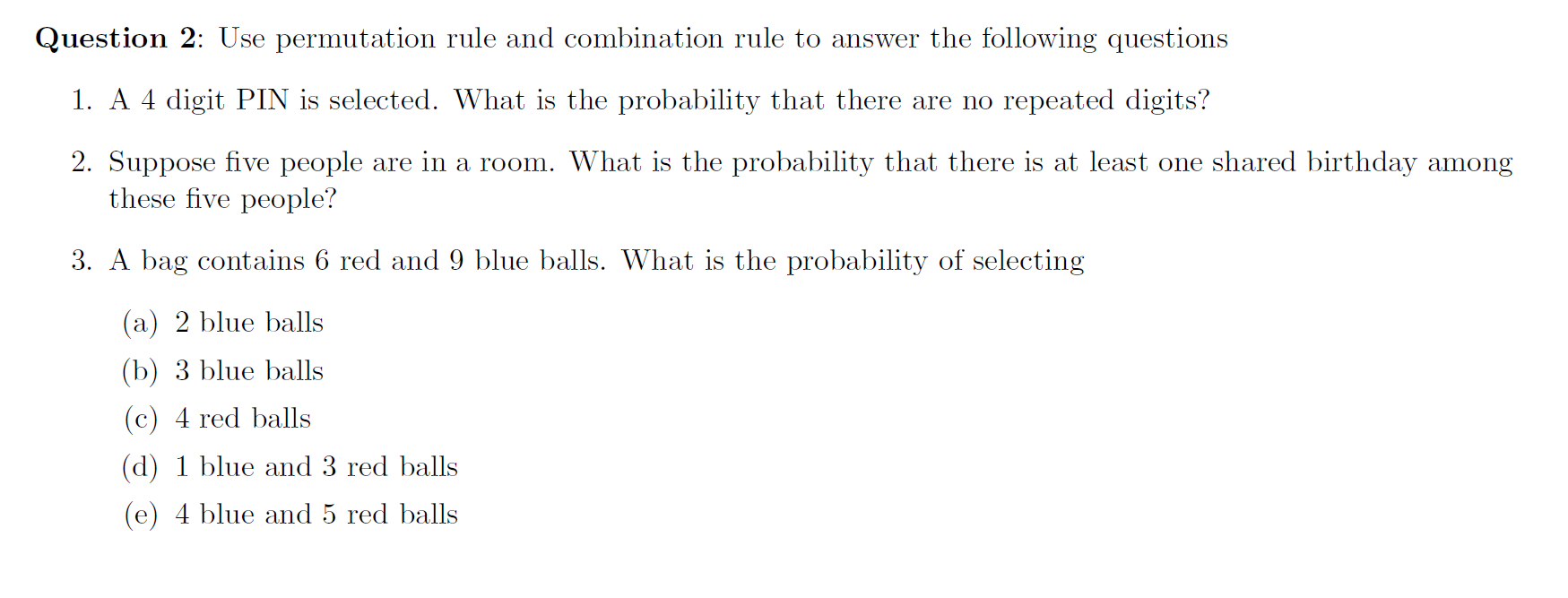 Solved Question 2 Use Permutation Rule And Combination Rule
