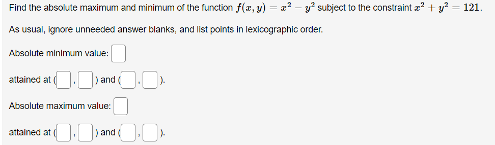 Solved Find the absolute maximum and minimum of the function | Chegg.com