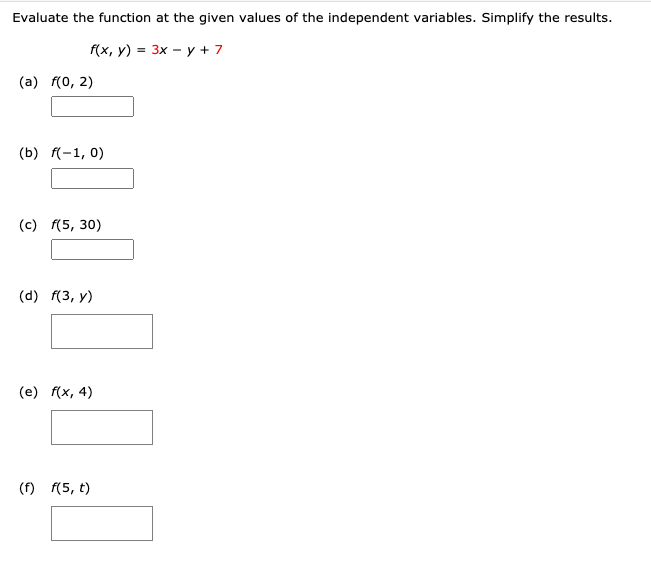 Solved Evaluate the function at the given values of the | Chegg.com