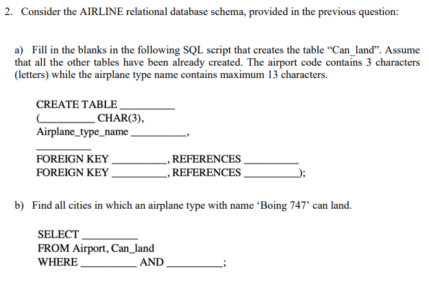 Solved 1. Consider the relations in the AIRLINE relational | Chegg.com