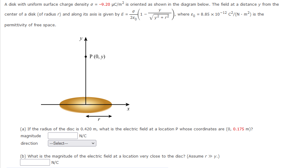Solved A disk with uniform surface charge density | Chegg.com