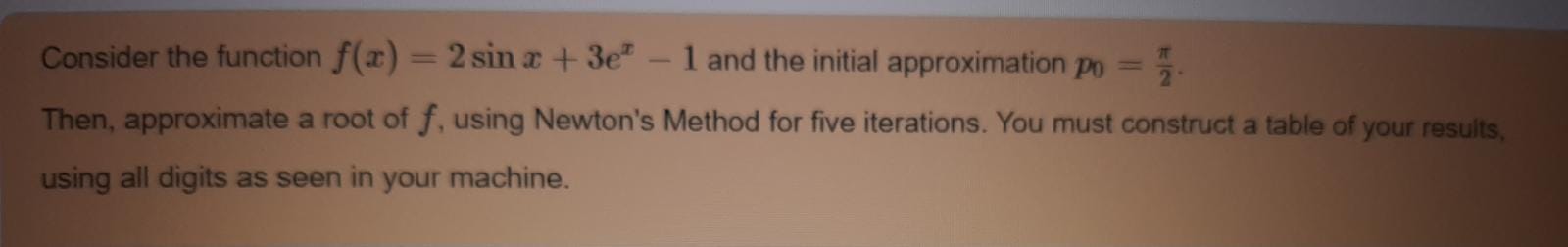 Solved Consider the function f(x)=2sinx+3ex−1 and the | Chegg.com