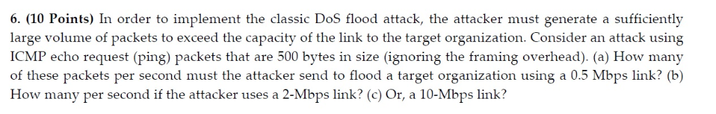 Solved 6. (10 Points) In order to implement the classic DoS | Chegg.com
