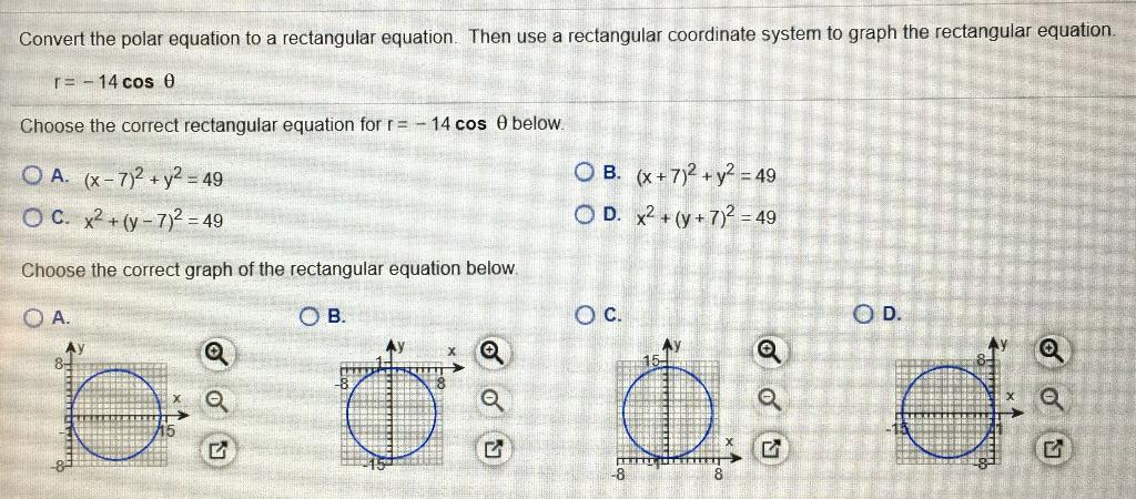 Solved Convert the polar equation to a rectangular equation. | Chegg.com
