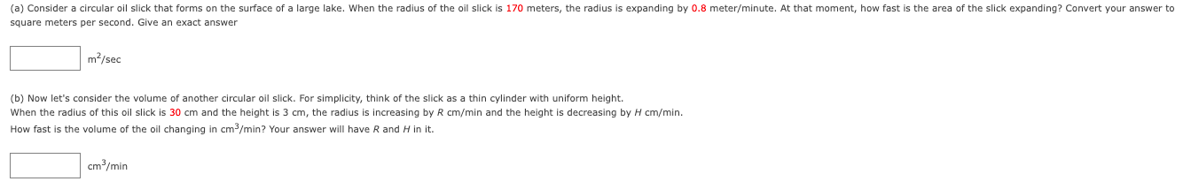 Solved square meters per second. Give an exact answer m2/sec | Chegg.com