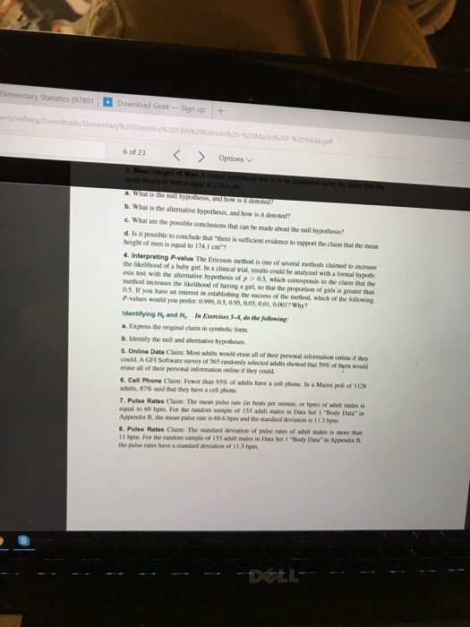 Solved elementary statistics 13th editionNumber 9 and 11. I | Chegg.com