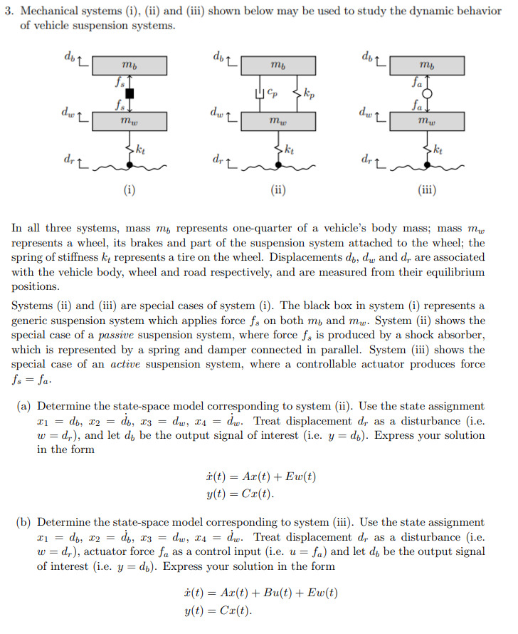 Solved 3. Mechanical systems (i), (ii) and (iii) shown below | Chegg.com