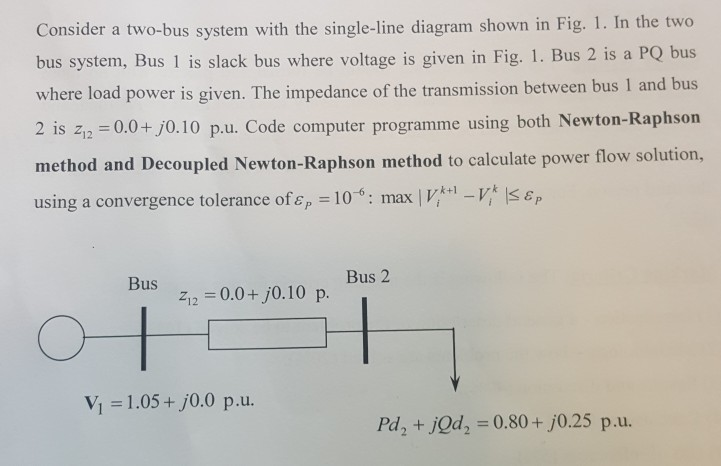 consider a two-bus system as shown in fig. bus 1 is | Chegg.com