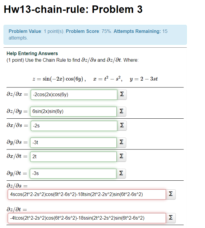 Solved Hw13-chain-rule: Problem 3 Problem Value: 1 point(s). | Chegg.com