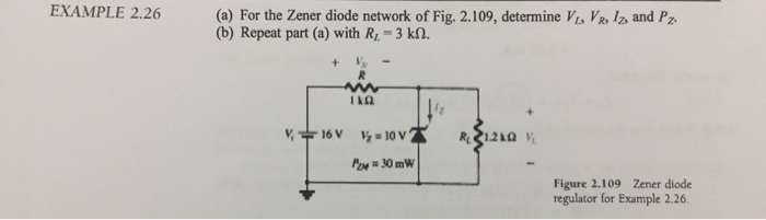 Solved (a) For the Zener diode network of Fig. 2.109, | Chegg.com
