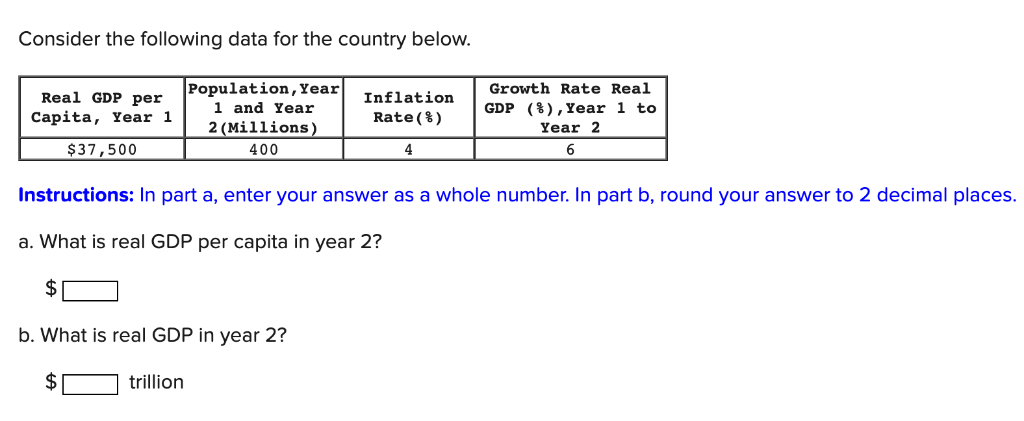 Solved Consider the following data for the country below. | Chegg.com Solved Consider the following data for the country below. | Chegg.com