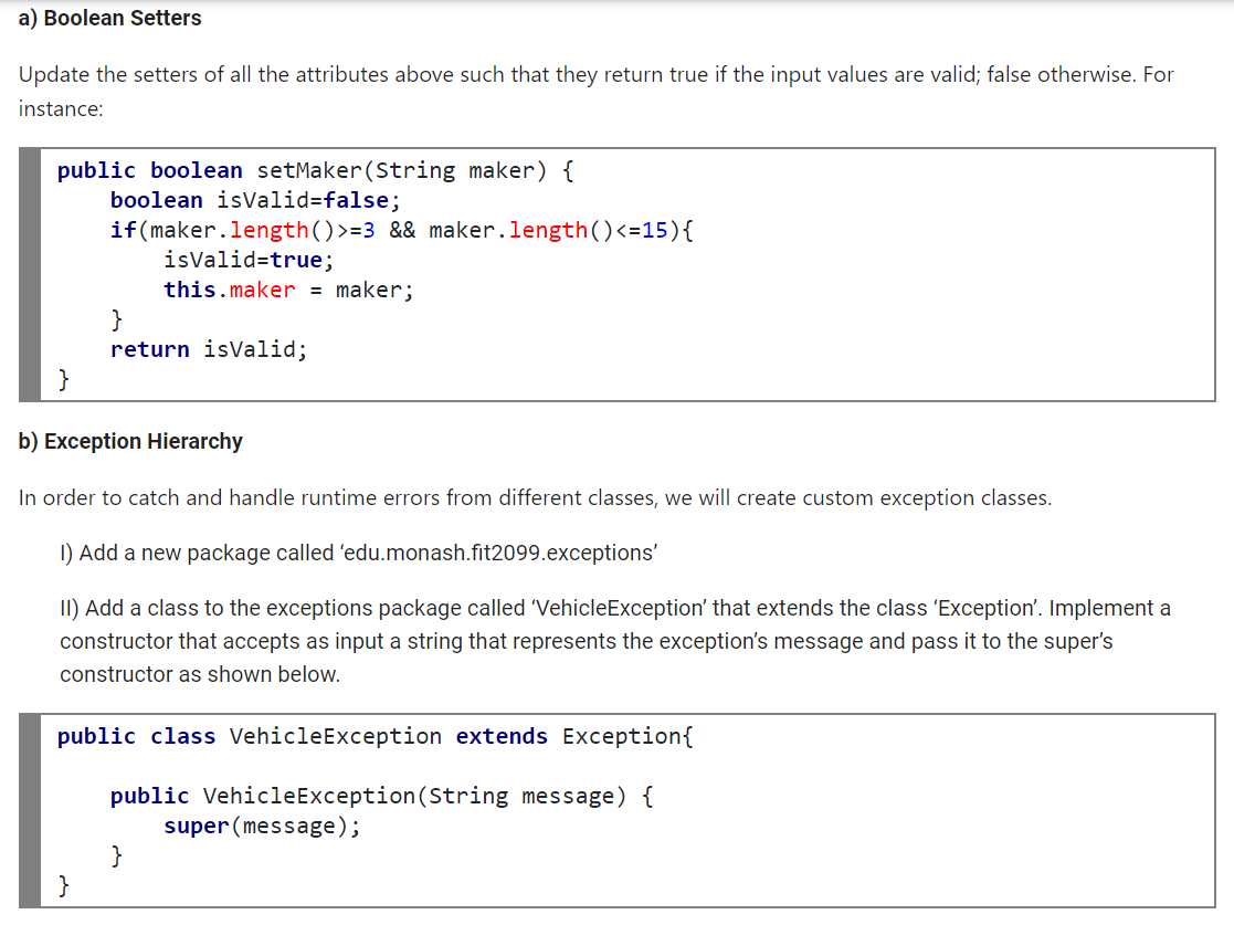 Solved a) Boolean Setters Update the setters of all the | Chegg.com