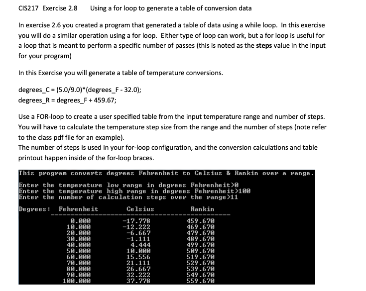 Solved Cis217 Exercise 28 Using A For Loop To Generate A 