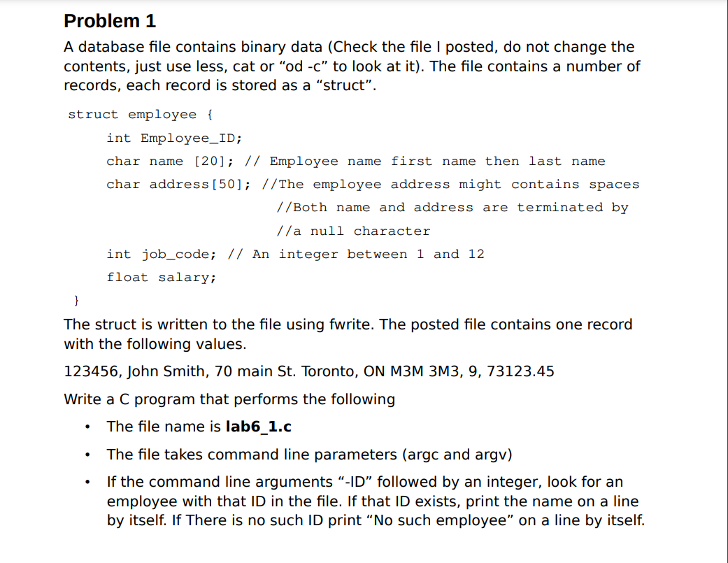 Solved Problem 1 A database file contains binary data (Check | Chegg.com