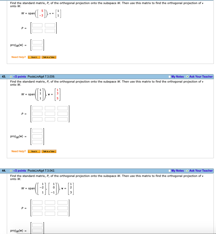 Solved Find The Standard Matrix P Of The Orthogonal
