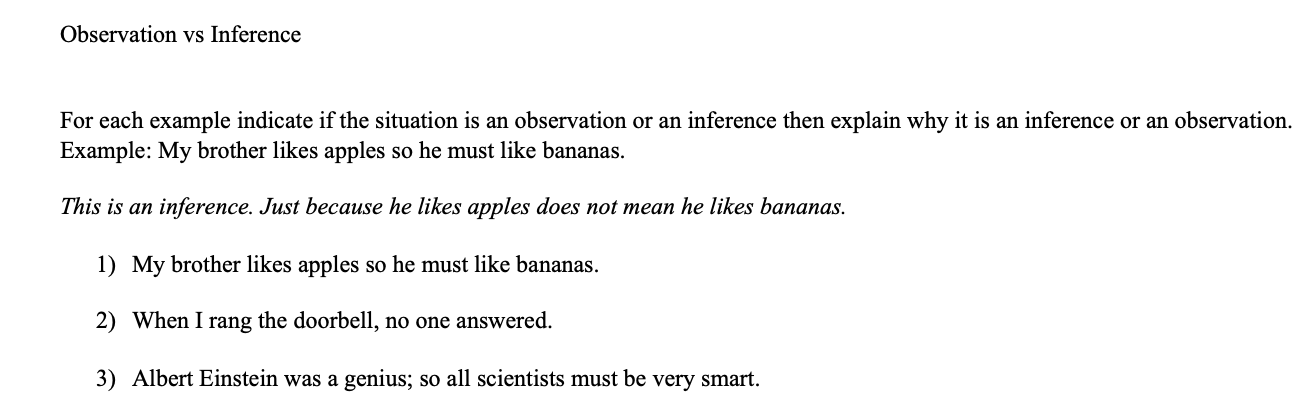 Solved Question: For each example indicate if the situation | Chegg.com