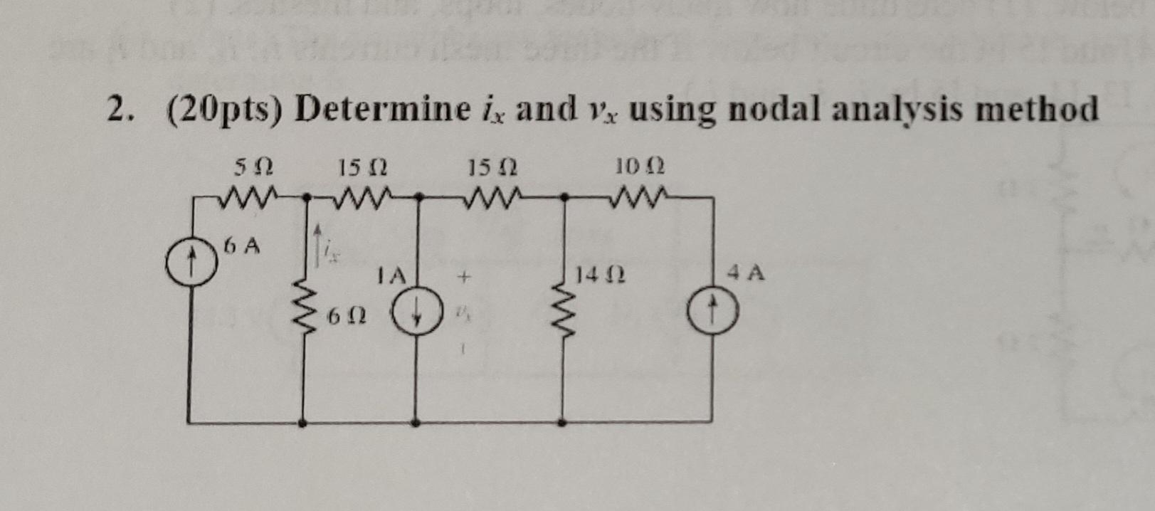 Solved 2. (20pts) Determine ix and vx using nodal analysis | Chegg.com