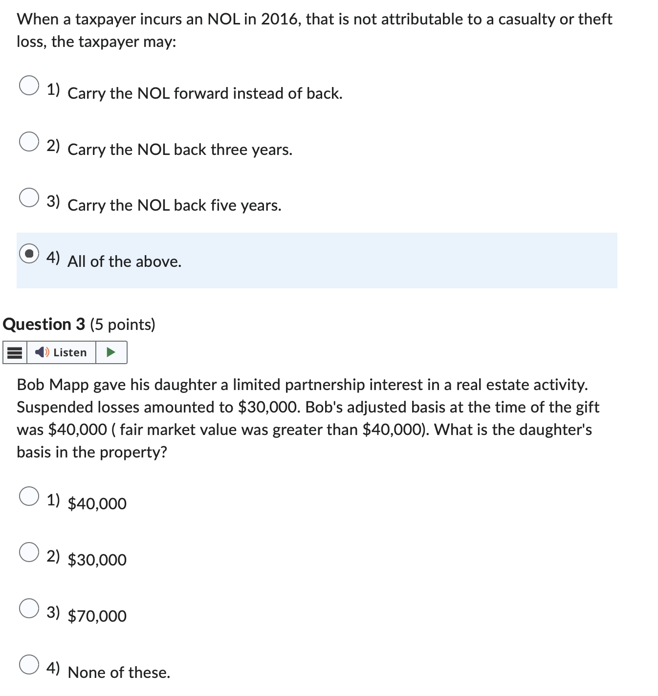 Solved When a taxpayer incurs an NOL in 2016, that is not | Chegg.com