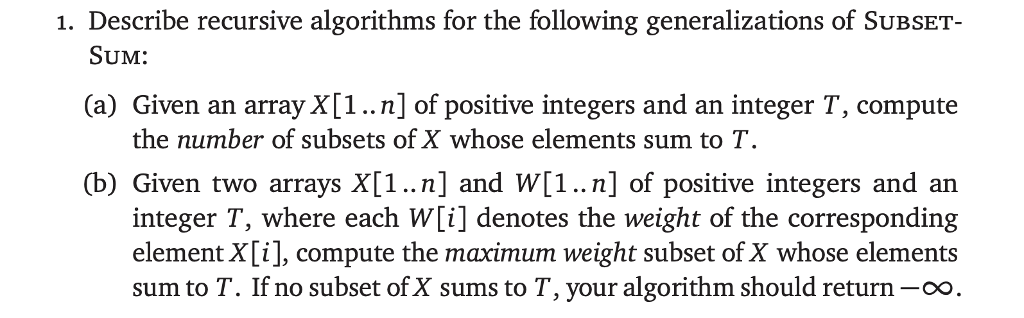 Solved 1. Describe recursive algorithms for the following | Chegg.com