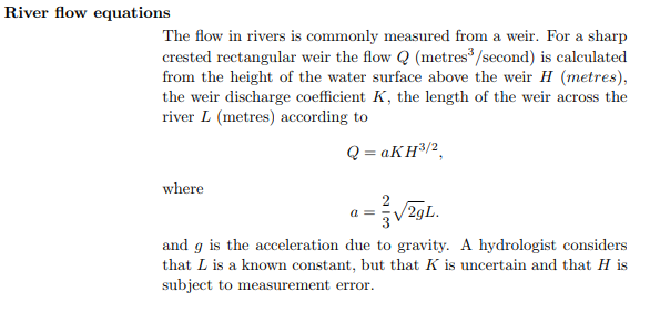 Solved River flow equations The flow in rivers is commonly | Chegg.com