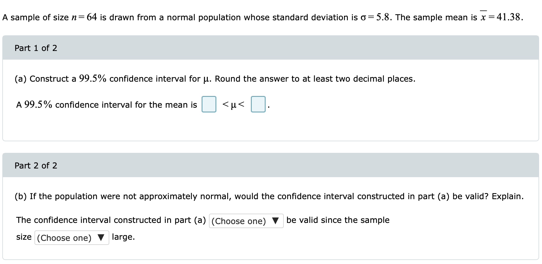 Solved A sample of size n= = 64 is drawn from a normal | Chegg.com