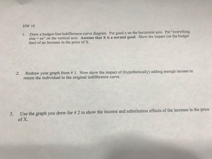 Solved HW 10 1. Draw a budget-line/indifference-curve | Chegg.com