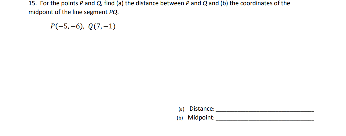 Solved 15. For the points P and Q, find (a) the distance | Chegg.com