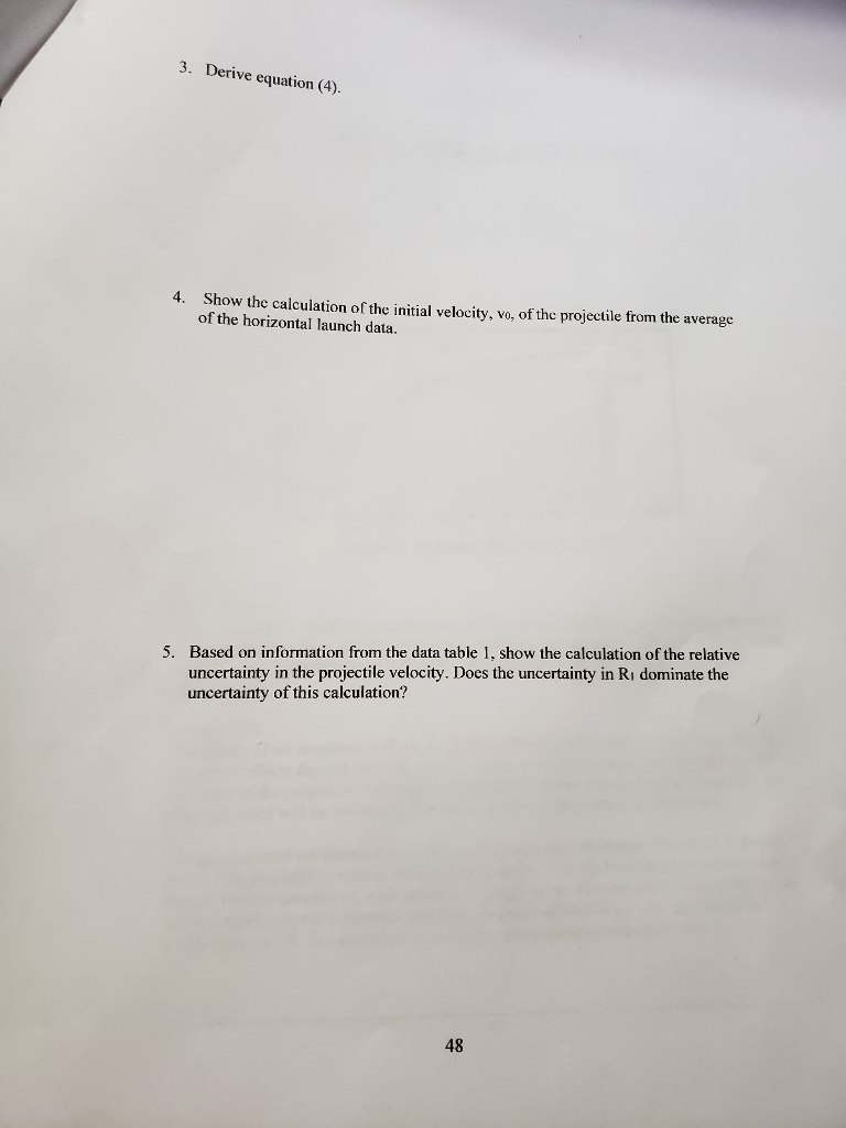 Solved Phys2425 LAB REPORT FORM PROJECTILE MOTION Data Table | Chegg.com