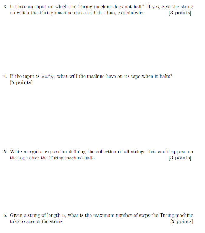 Solved Problem 5 : [20 Points] [Turing Machines) Consider | Chegg.com