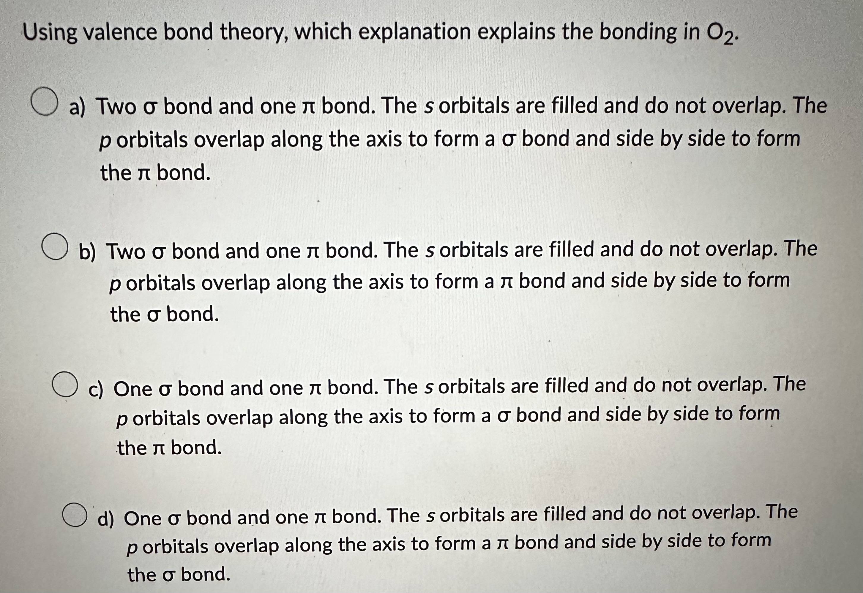Solved Using valence bond theory, which explanation explains | Chegg.com