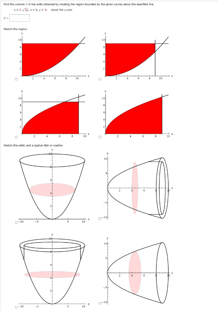 Solved Find the volume V of the solid obtained by rotating | Chegg.com