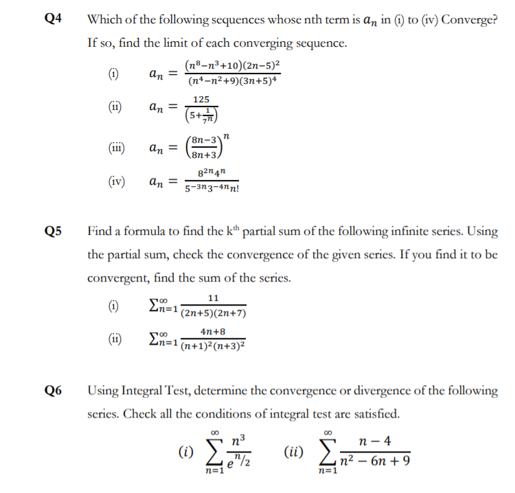 Solved Q4 Which of the following sequences whose nth term is | Chegg.com