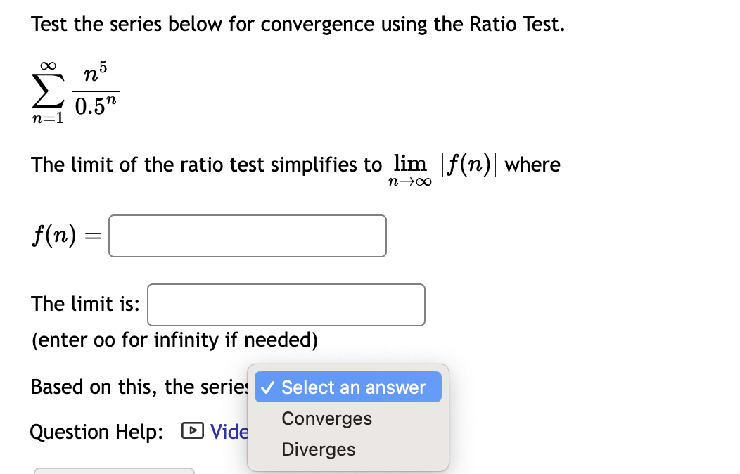 Solved Test the series below for convergence using the Ratio | Chegg.com
