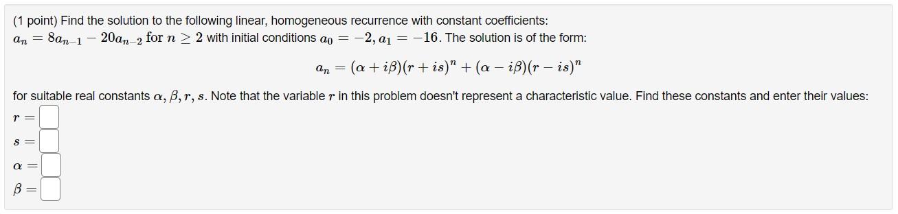 Solved (1 point) Find the solution to the following linear, | Chegg.com