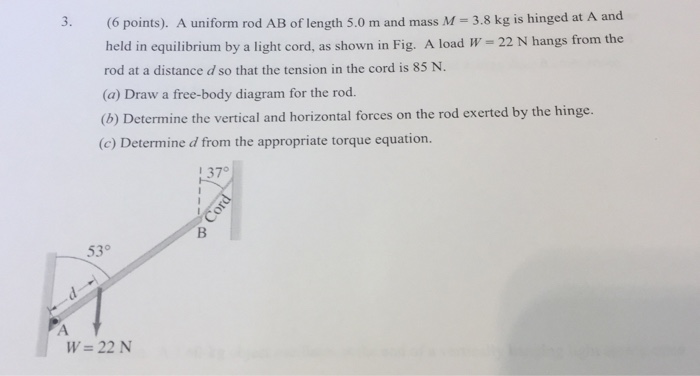 Solved at A and 3. (6 points). A uniform rod AB of length | Chegg.com