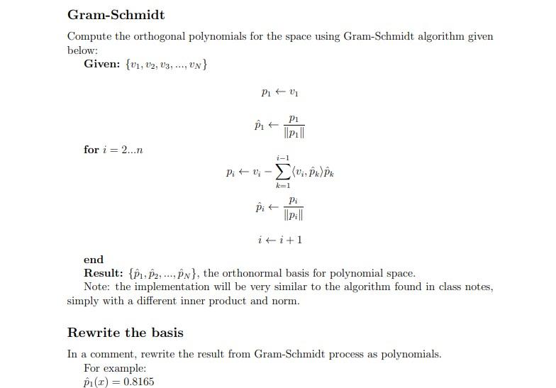 Solved Gram-Schmidt Process In this question, you are asked | Chegg.com