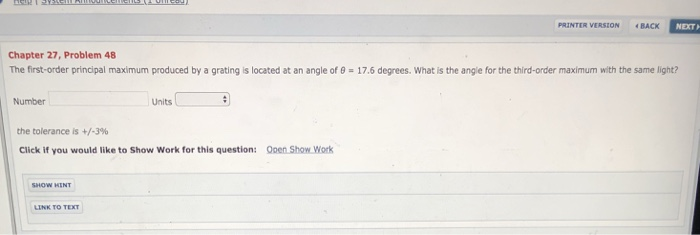 Solved PRINTER VERSION BACK NEXT Chapter 27, Problem 48 The | Chegg.com