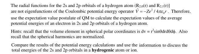 Solved The radial functions for the 2s and 2p orbitals of a | Chegg.com