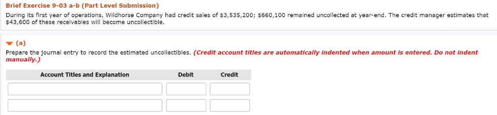 Solved Brief Exercise 9-03 a-b (Part Level Submission) | Chegg.com