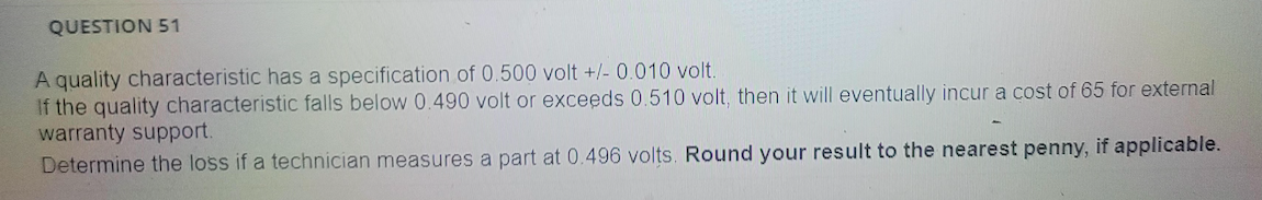 Solved A quality characteristic has a specification of 0.500 | Chegg.com