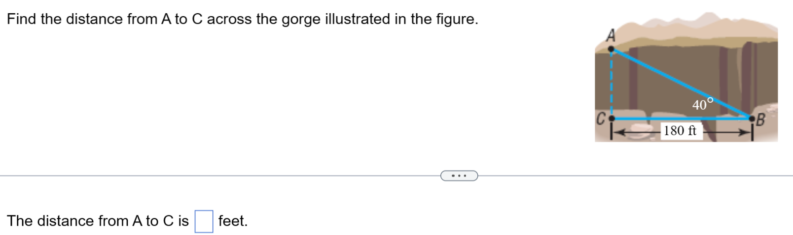 Solved The distance from A ﻿to C ﻿is feet.find the distance | Chegg.com